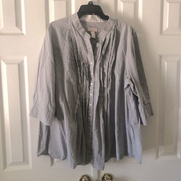 David Loren Studios | Tops | David Loren Studio Grey Denim Ruffle ...